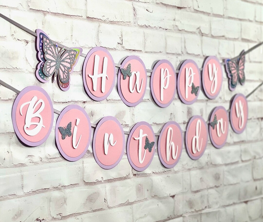 Butterfly Banner, Butterfly Birthday Theme, Butterfly Birthday ...