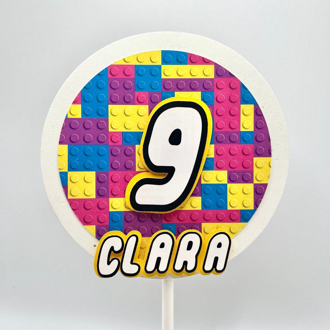 Building Block Cake Topper | Brick Cake Topper | Brick Party | Pink ...