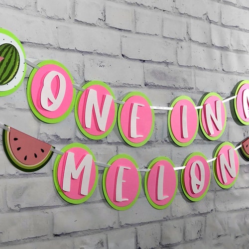 One in a Melon Banner Watermelon Banner Watermelon Birthday - Etsy