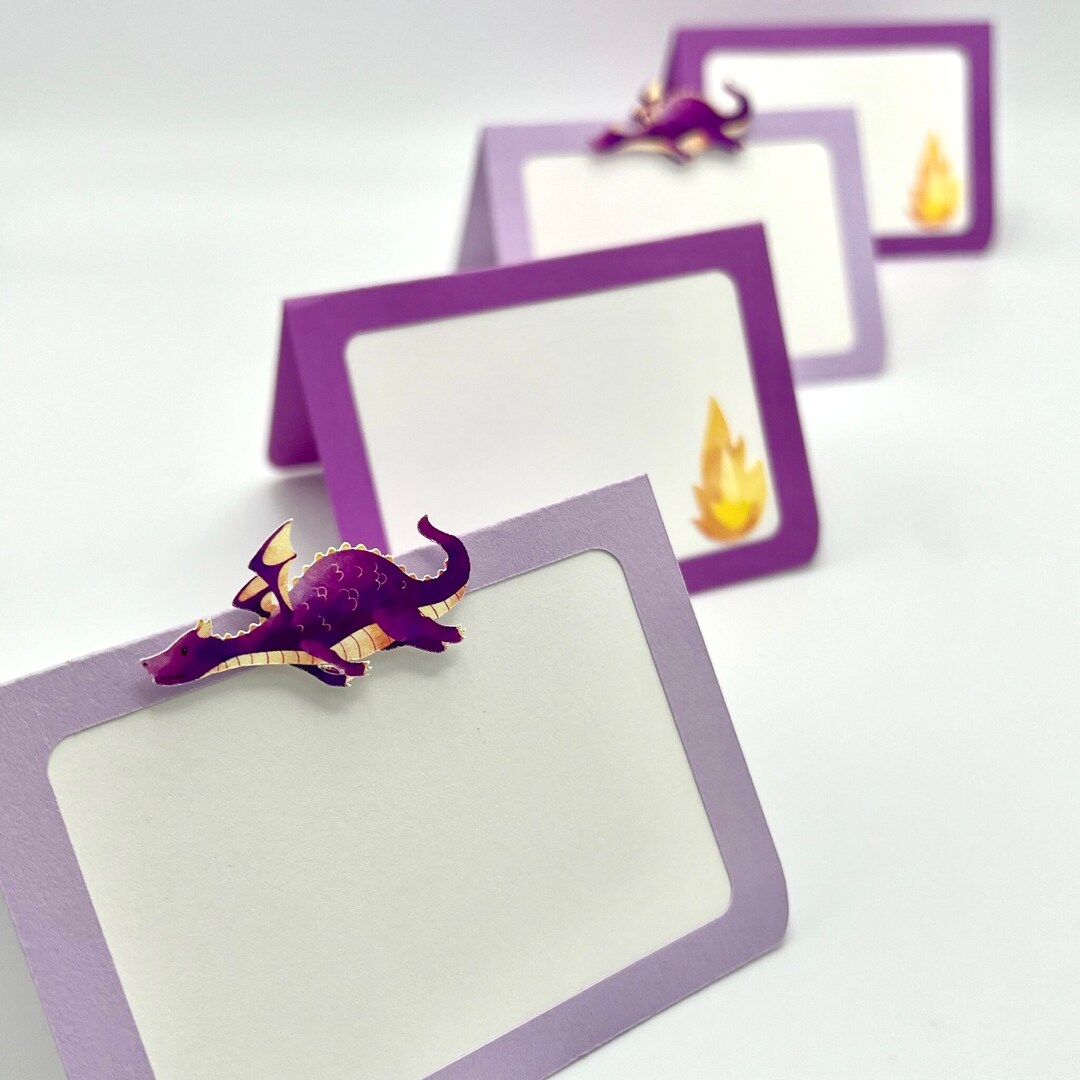 Dragon Place Card | Dragon Birthday | Purple Dragon Party | Dragon Gift ...