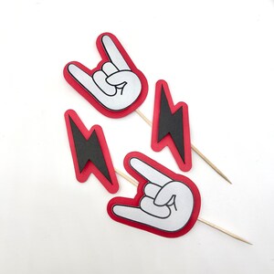 Rockstar red Birthday Cupcake Toppers / One Rocks / Another One Bites ...
