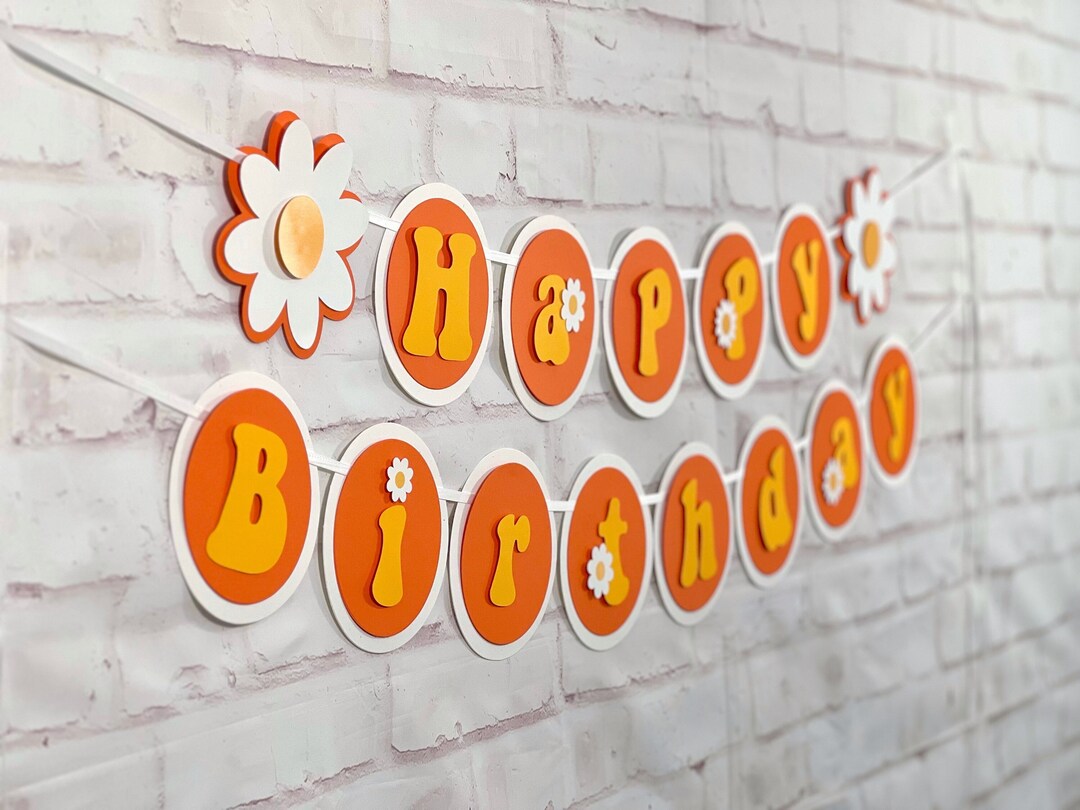 Hippie Daisy Birthday Banner, Groovy Birthday Banner, Flower Power ...