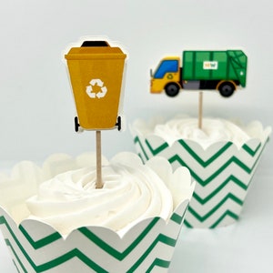 Garbage Truck Cupcake Topper, Garbage Truck Party, Trash Truck, Garbage ...