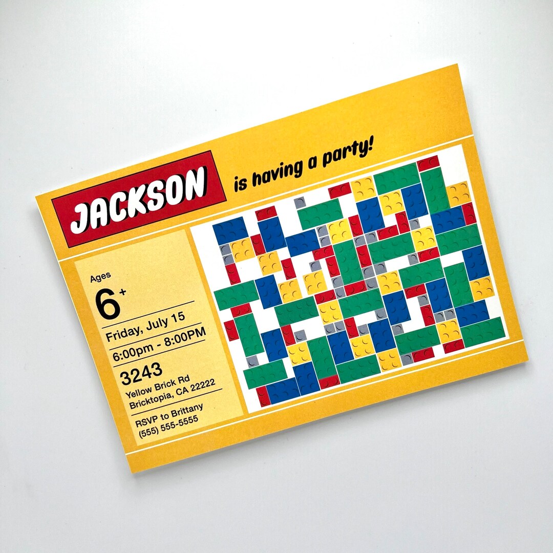 Building Block Digital Invitation | Brick Celebration Invitation ...