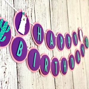 Llama Birthday Banner Purple Pink & Teal | Etsy