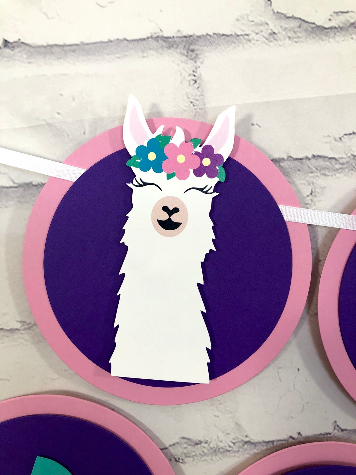 Llama Birthday Banner PURPLE PINK & TEAL - Etsy