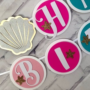 Mermaid Birthday Banner seashell Under the Sea Birthday | Etsy