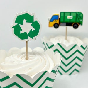 Garbage Truck Cupcake Topper, Garbage Truck Party, Trash Truck, Garbage ...