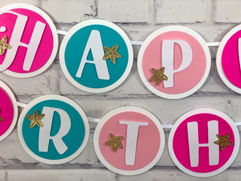 Mermaid Birthday Banner seashell Under the Sea Birthday - Etsy