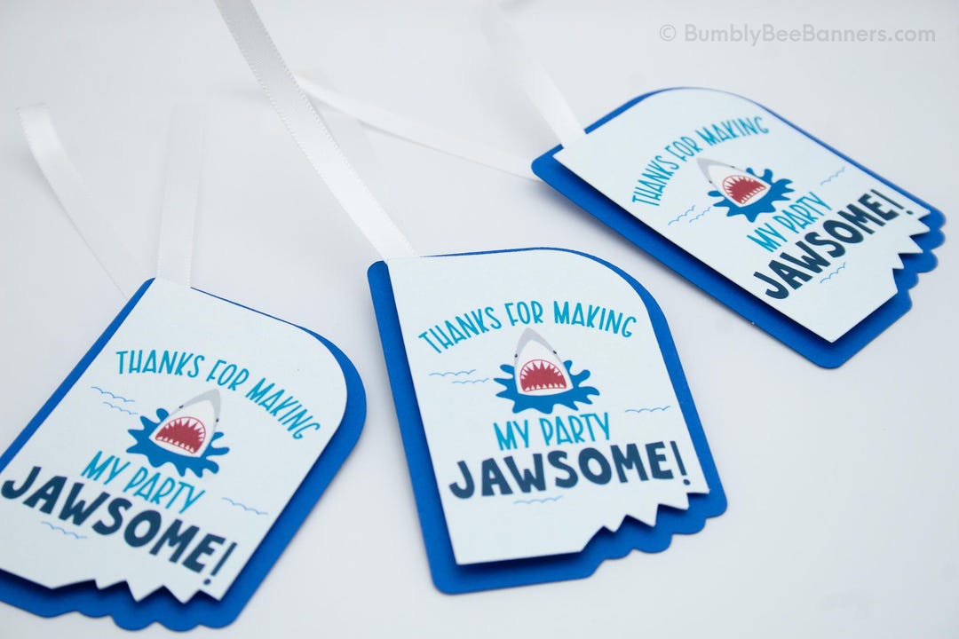 Shark Favor Tags | Shark Bag Tags | Shark Goody Bag Tags | Shark Thank ...