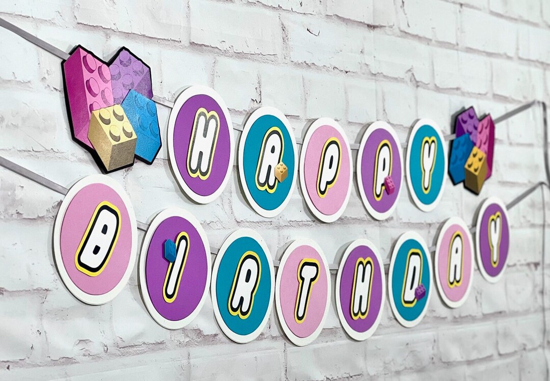 Building Block Banner | Brick Birthday Banner | Brick Party Banner ...