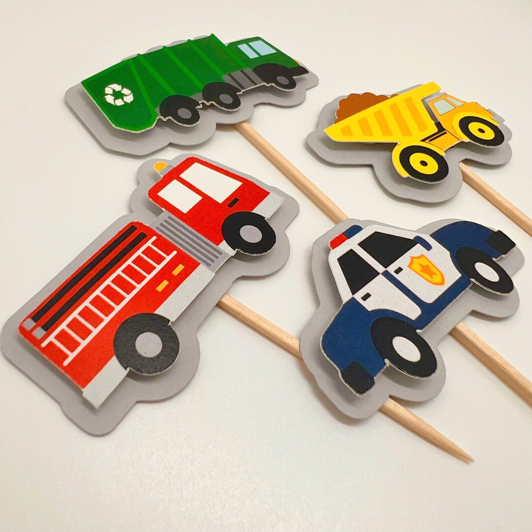 Transportation Cupcake Topper Vehicle Birthday Decorations - Etsy