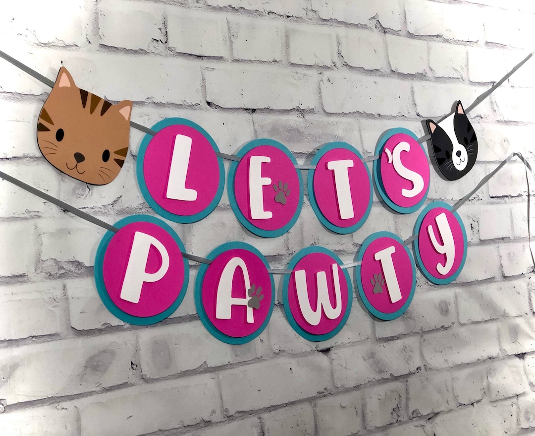 Cat Let's Pawty, Happy Birthday Pawty, Cat Birthday Party, Kitten Party ...