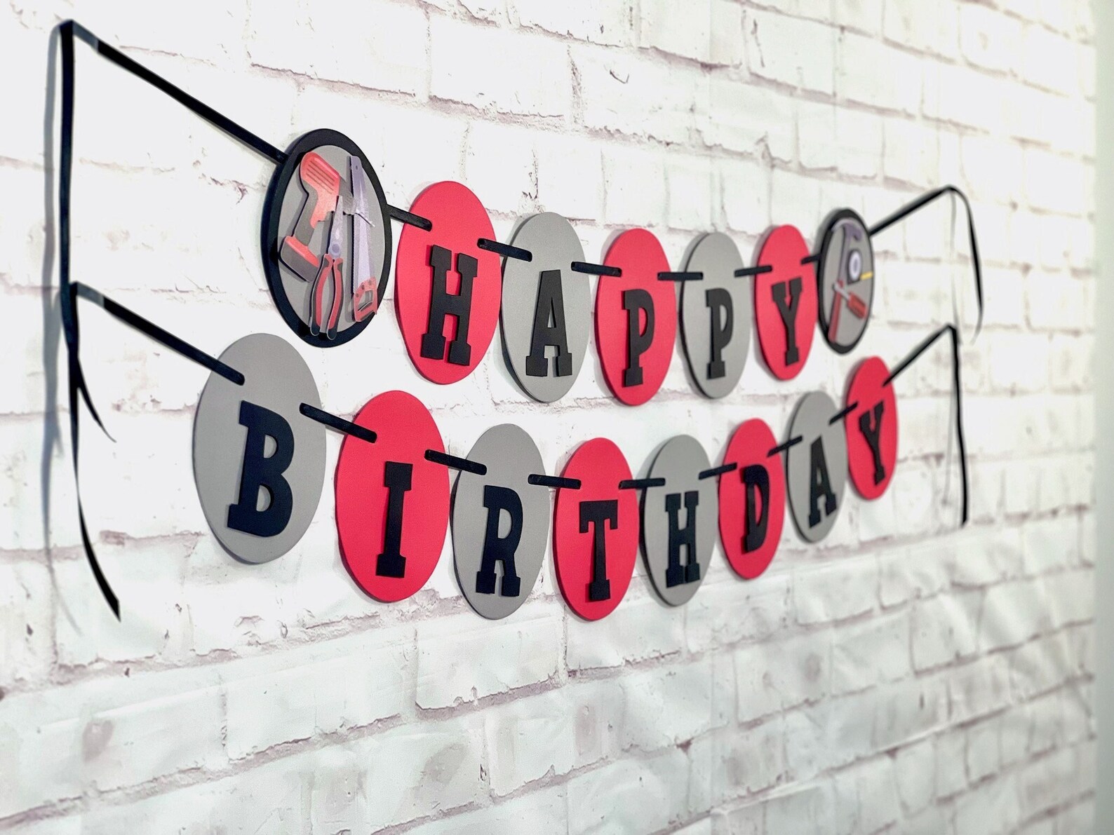 Tool Birthday Banner (red), Handyman Birthday, Bob the Builder Birthday ...
