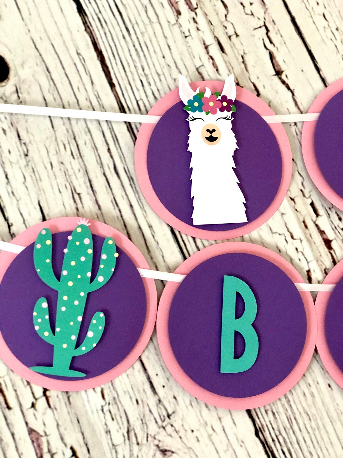 Llama Birthday Banner Purple Pink & Teal | Etsy