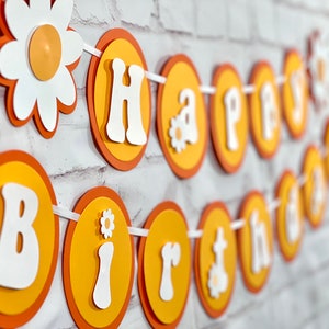 Hippie Daisy Birthday Banner, Flower Power Party, Groovy Banner, Groovy ...