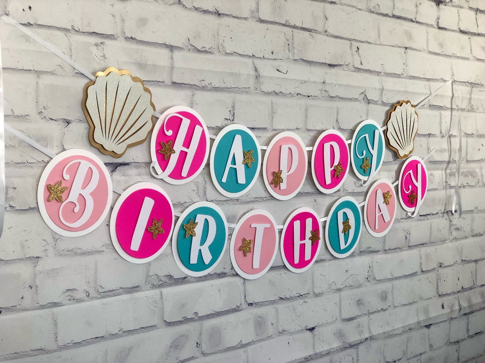 Mermaid Birthday Banner seashell Under the Sea Birthday - Etsy