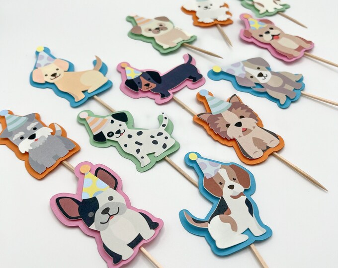 Puppy Party Cupcake Toppers | Adopt A Pet | Pawty Time | Puppies and ...