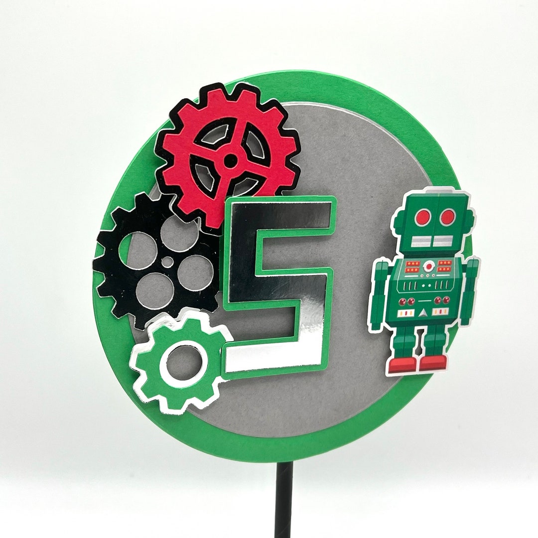 Robot Birthday | Robot Cake Toppers | Robot Cake | Gear up Party | Go ...