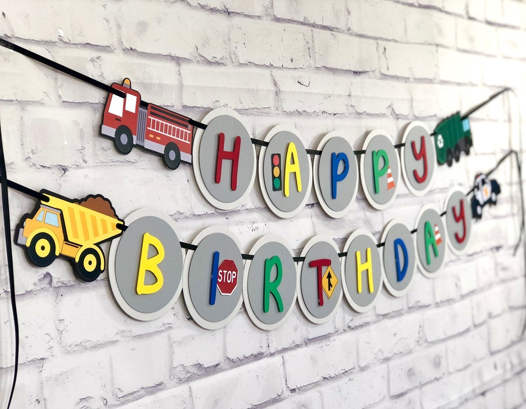 Transportation Birthday | Vehicle Birthday Banner | Truck Birthday ...