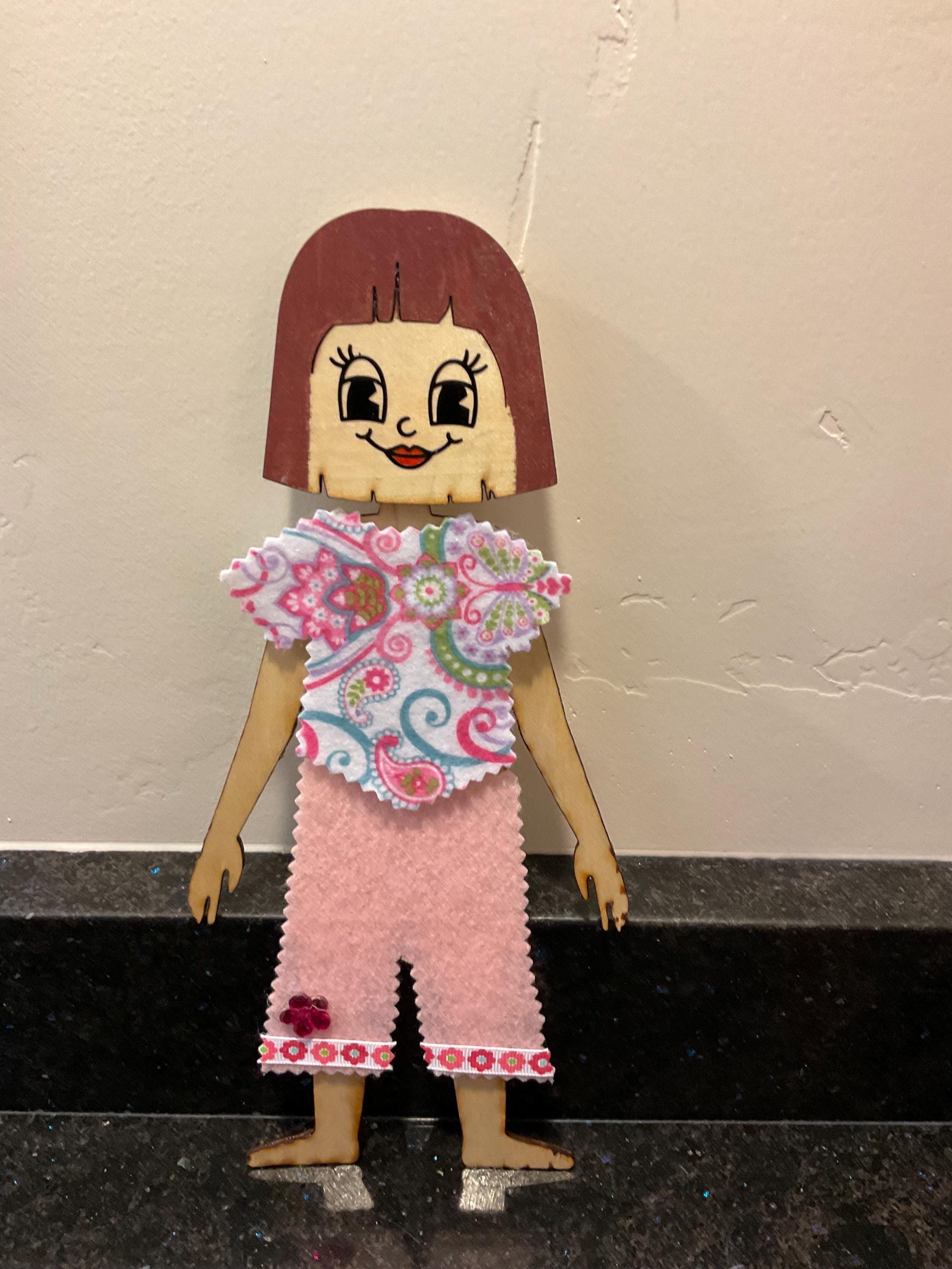 Wooden Paper Doll, Felt Paper Doll - Etsy