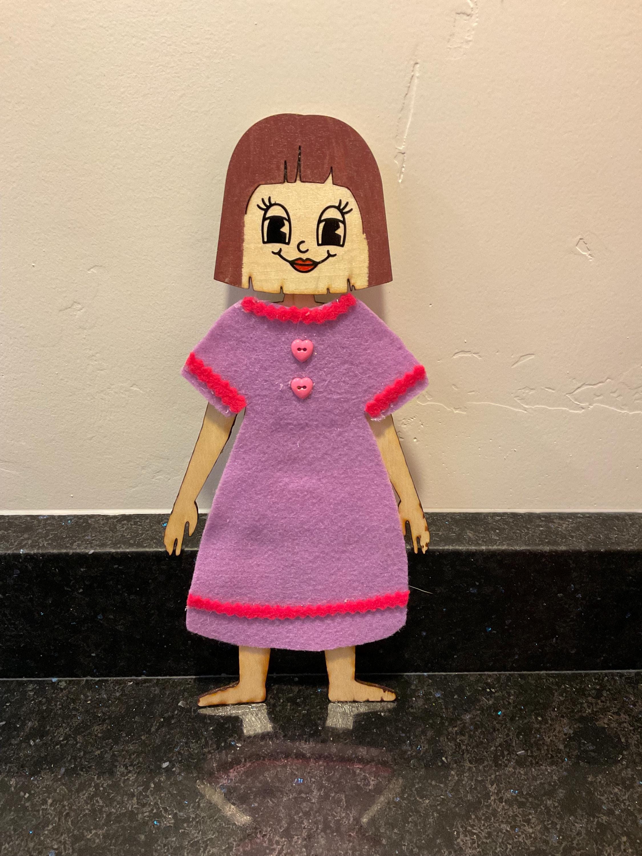 Wooden Paper Doll, Felt Paper Doll - Etsy