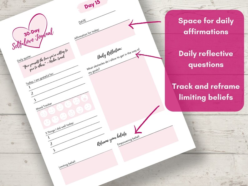 30-day Self-love Journal, Printable and Editable Pdf - Etsy