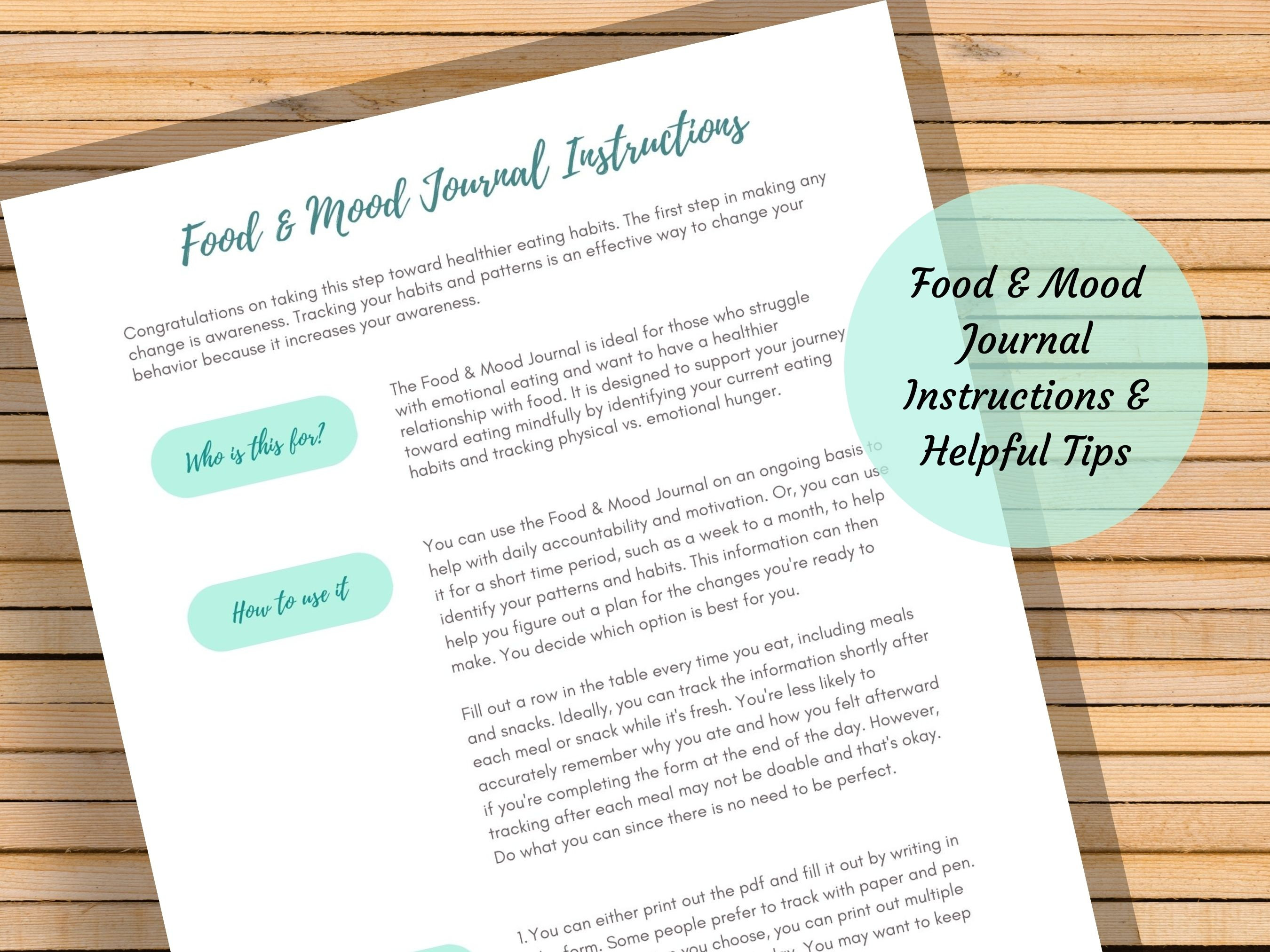 Printable Food & Mood Journal - Etsy