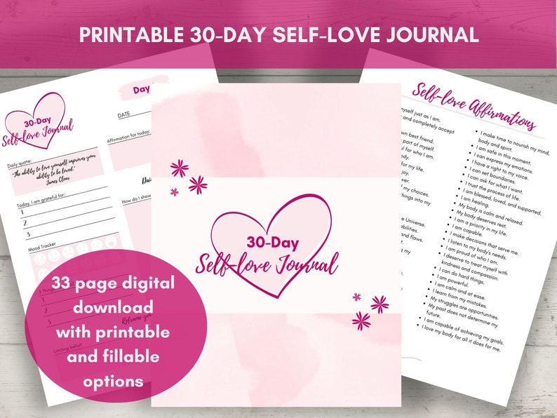 30-day Self-love Journal, Printable and Editable Pdf - Etsy