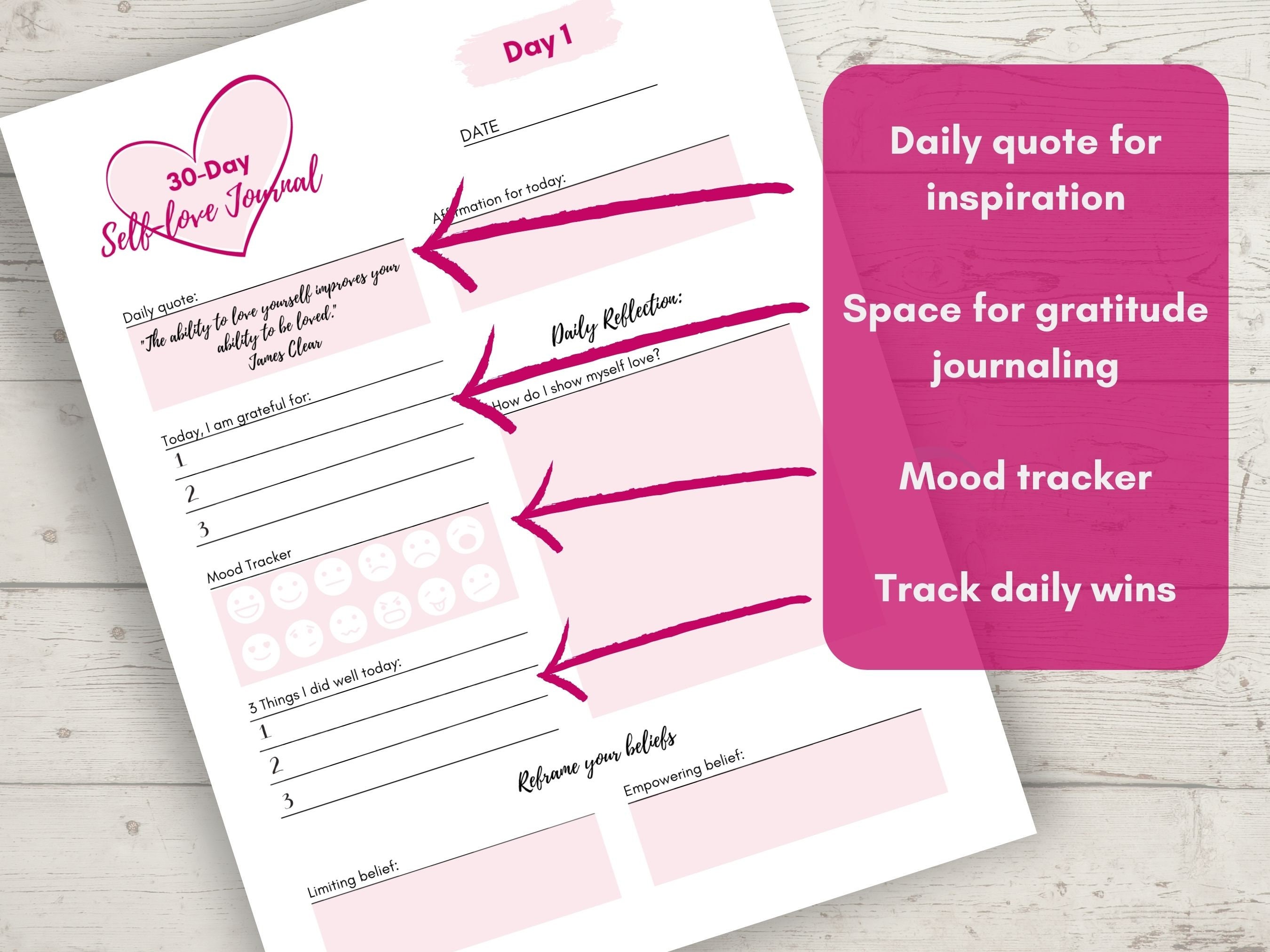 30-day Self-love Journal, Printable and Editable Pdf - Etsy