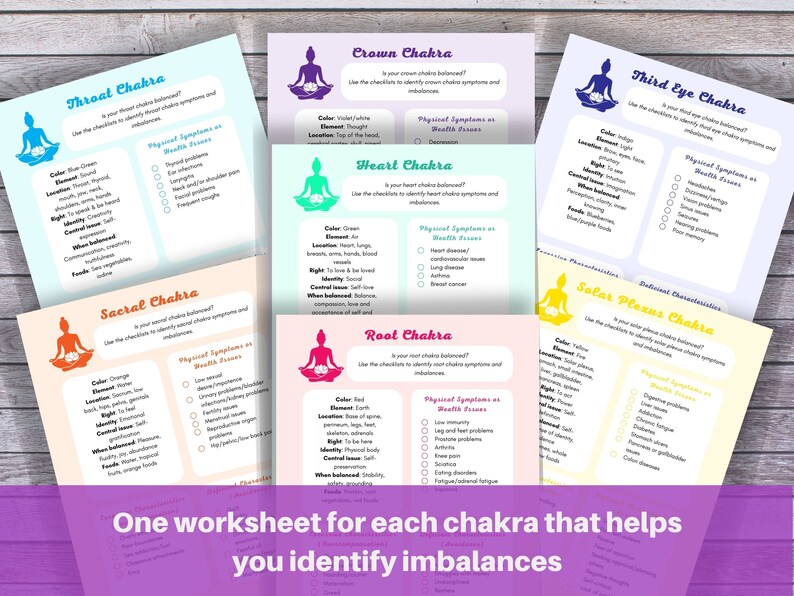 Chakra Balancing Worksheets, Printable and Fillable Pdfs - Etsy
