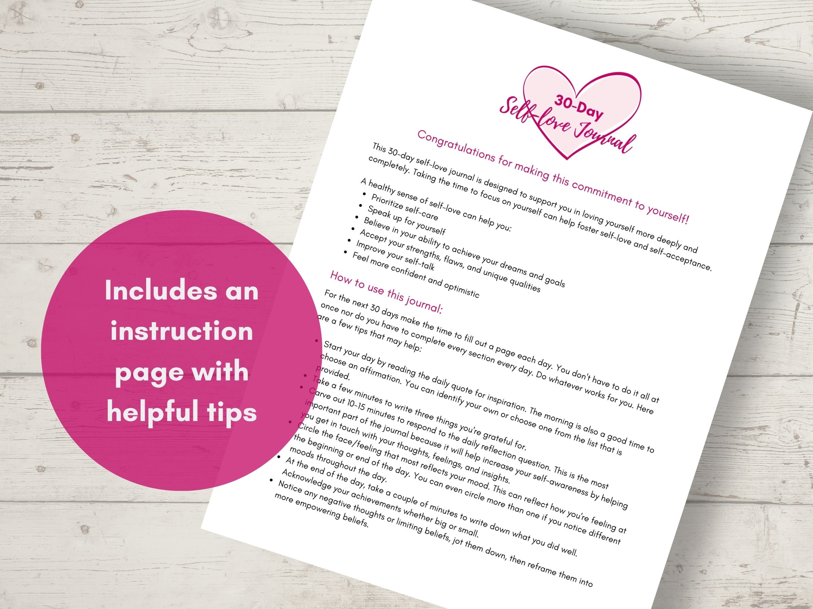 30-day Self-love Journal, Printable and Editable Pdf - Etsy