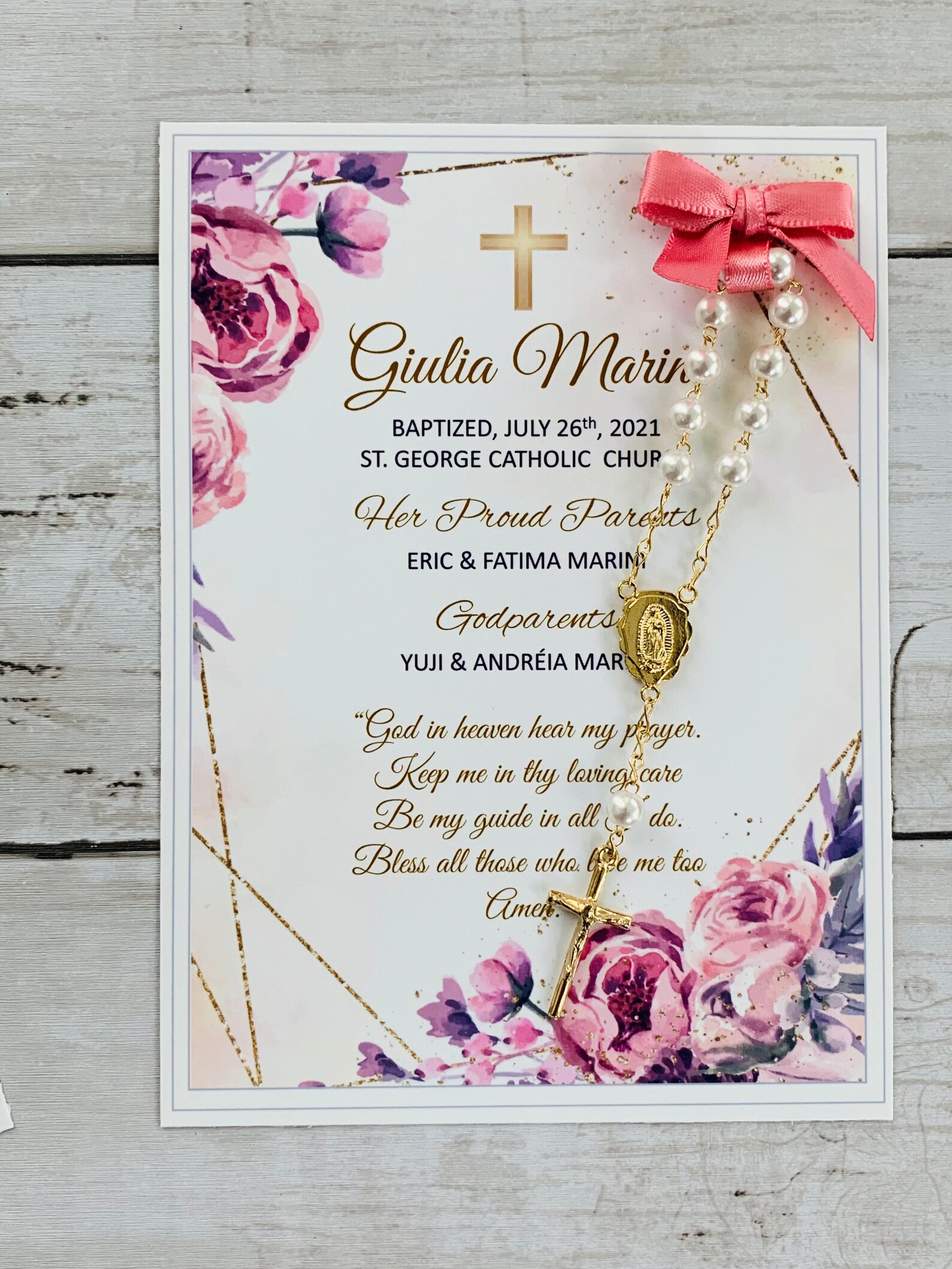 Baptism Favor Cards With Rosaries, Baptism Favors, Baptism Cards With ...