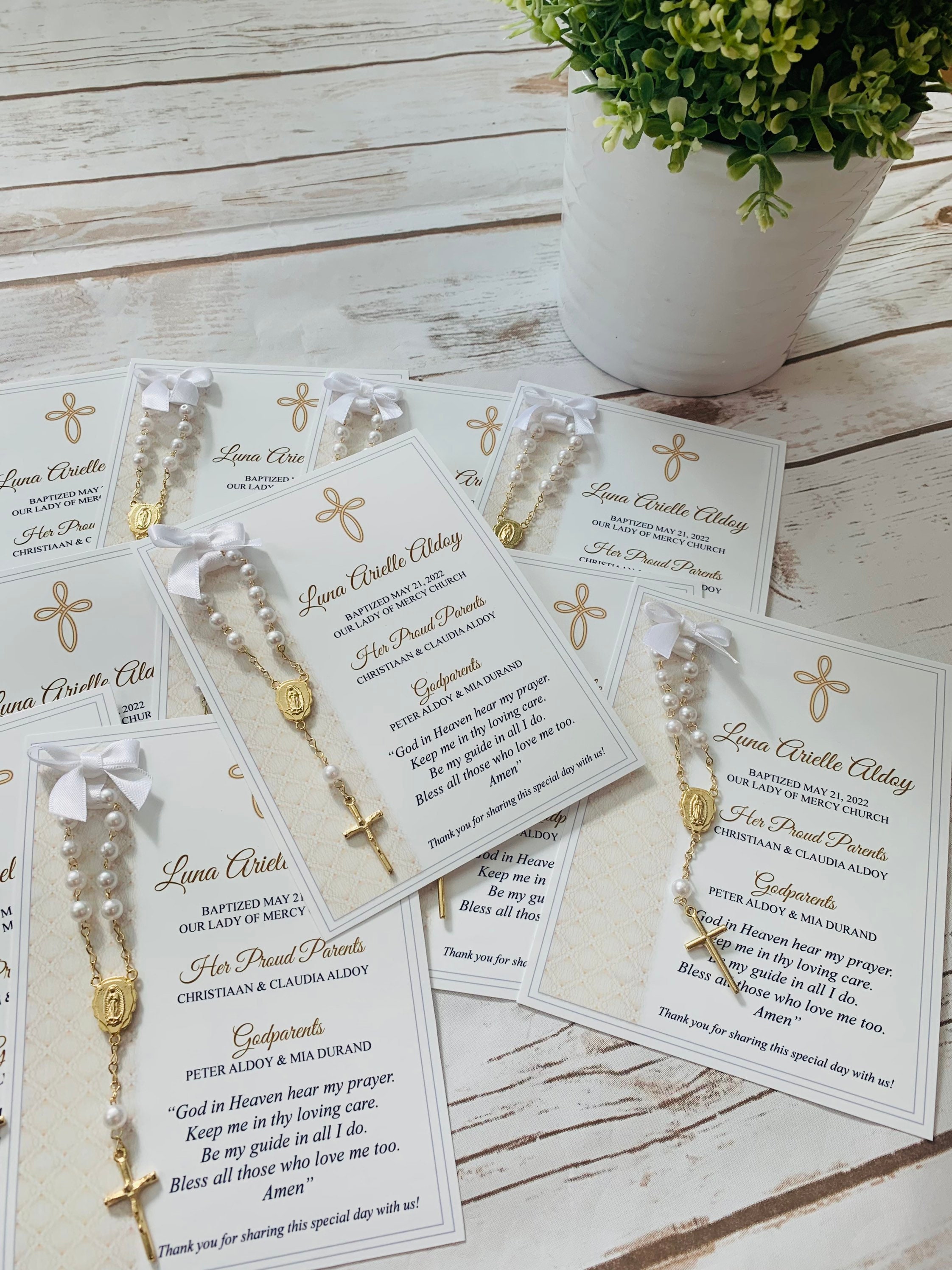Baptism Favor Cards With Rosaries Baptism Favors Baptism - Etsy