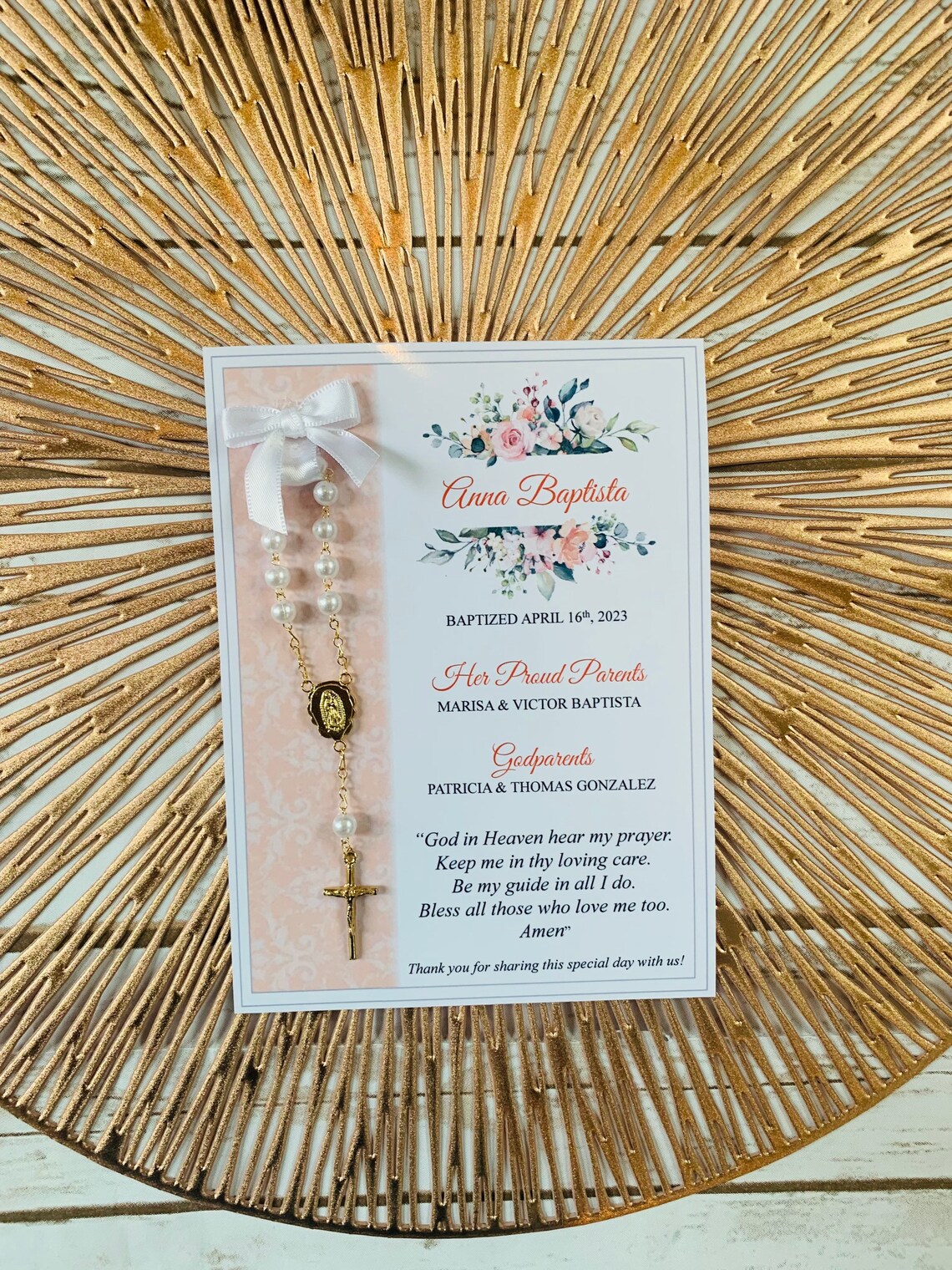 Baptism Favor Cards With Rosaries Baptism Favors Baptism - Etsy