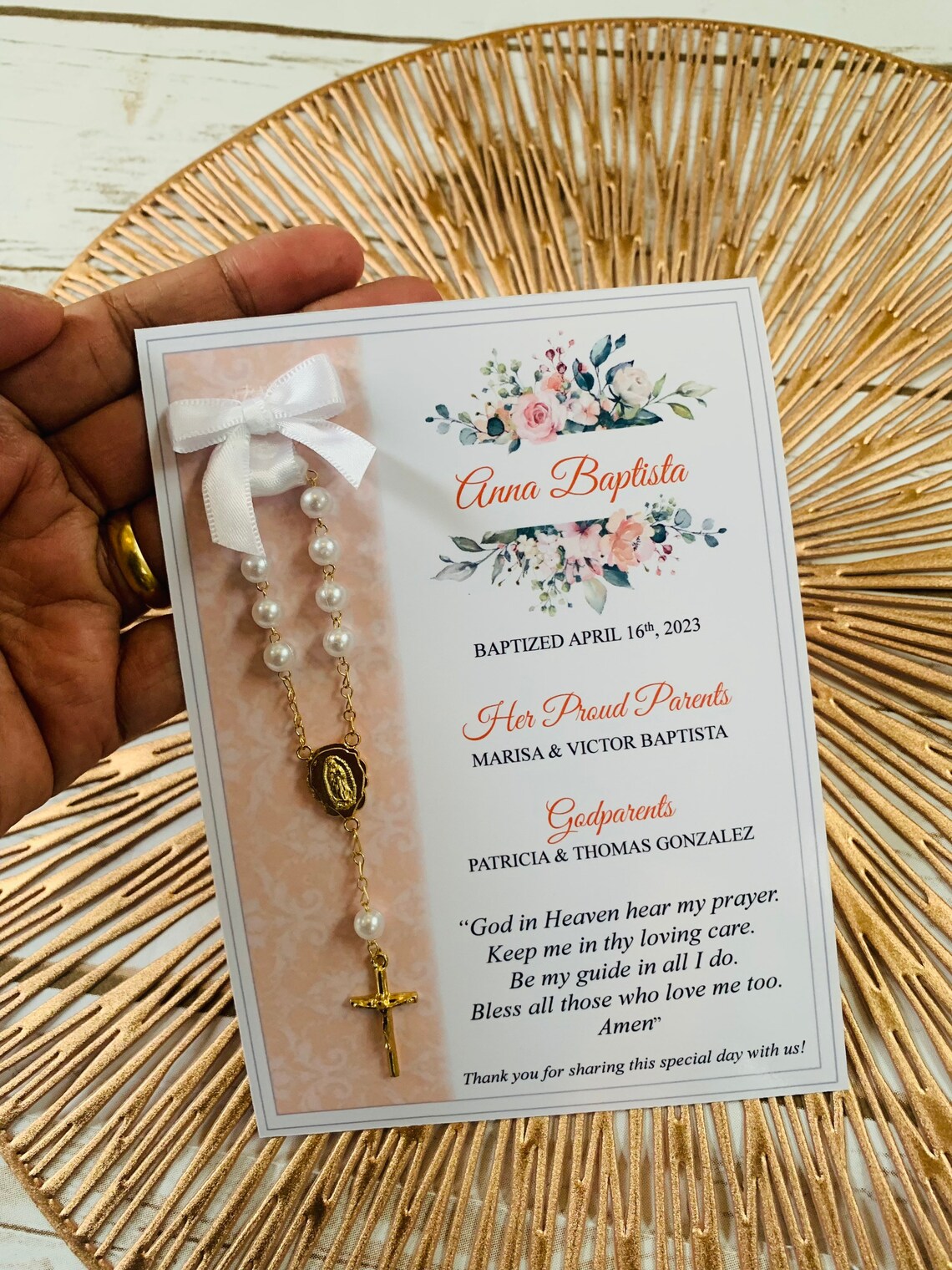 Baptism Favor Cards With Rosaries Baptism Favors Baptism - Etsy
