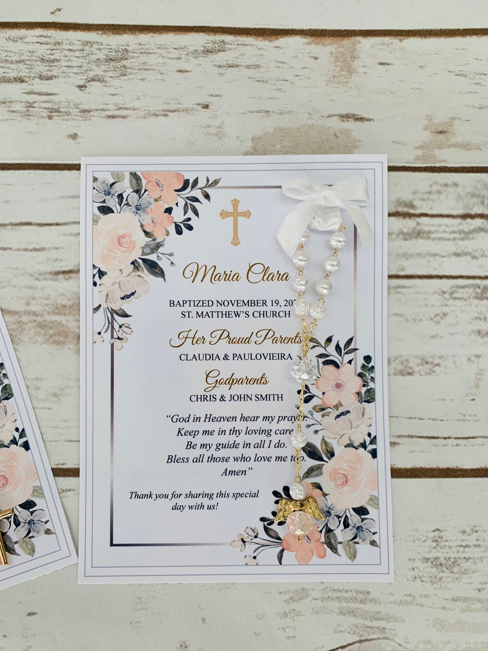 Baptism Favor Cards With Rosaries Baptism Favors Baptism - Etsy