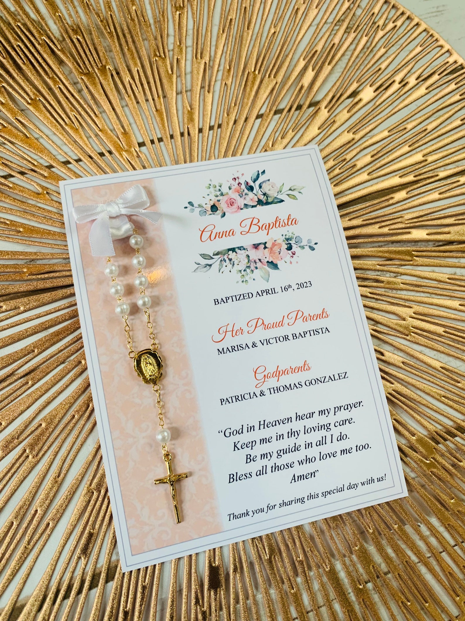 Baptism Favor Cards With Rosaries Baptism Favors Baptism - Etsy