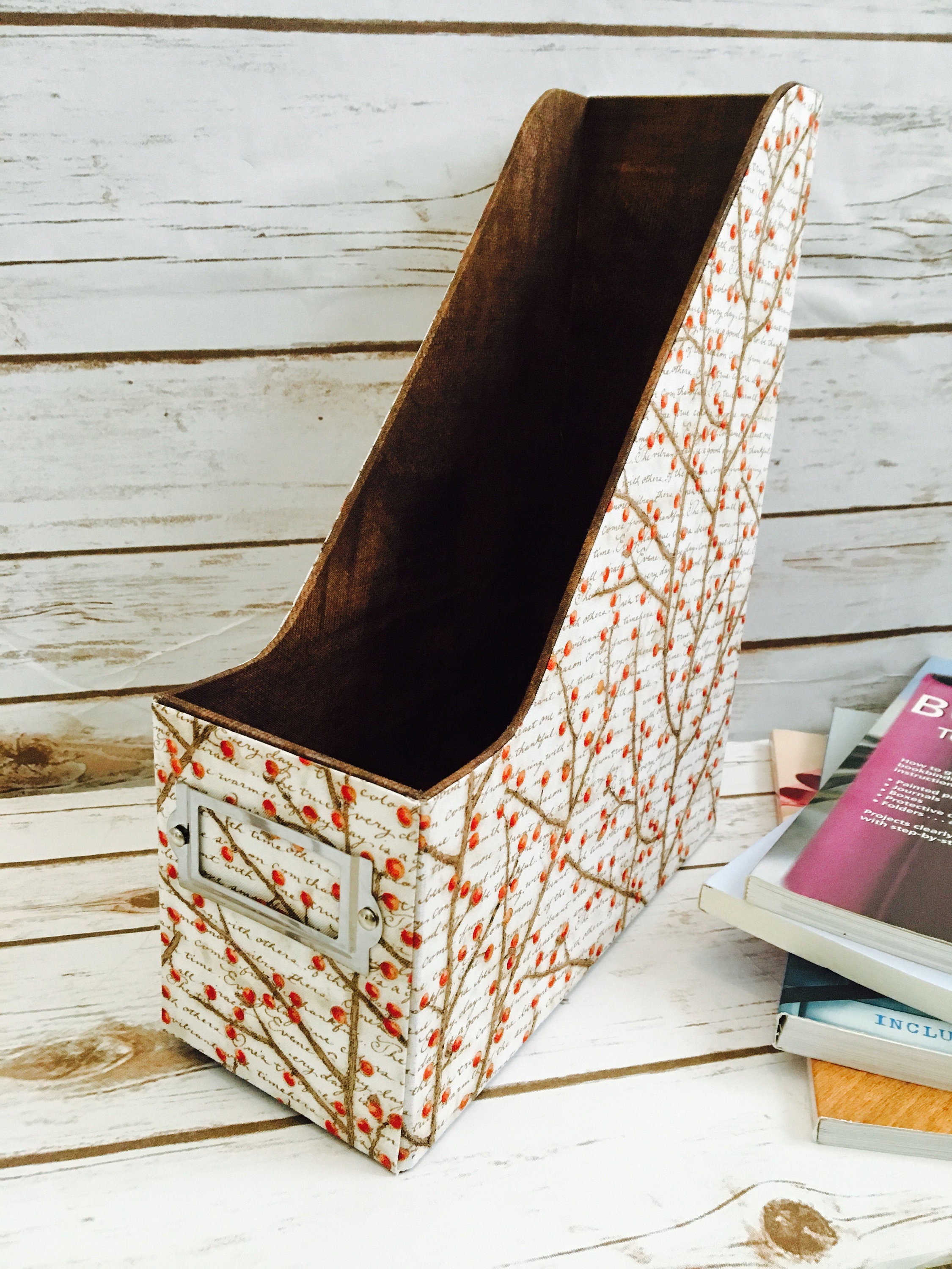 Magazine file Holder Magazine holder file holder desk | Etsy