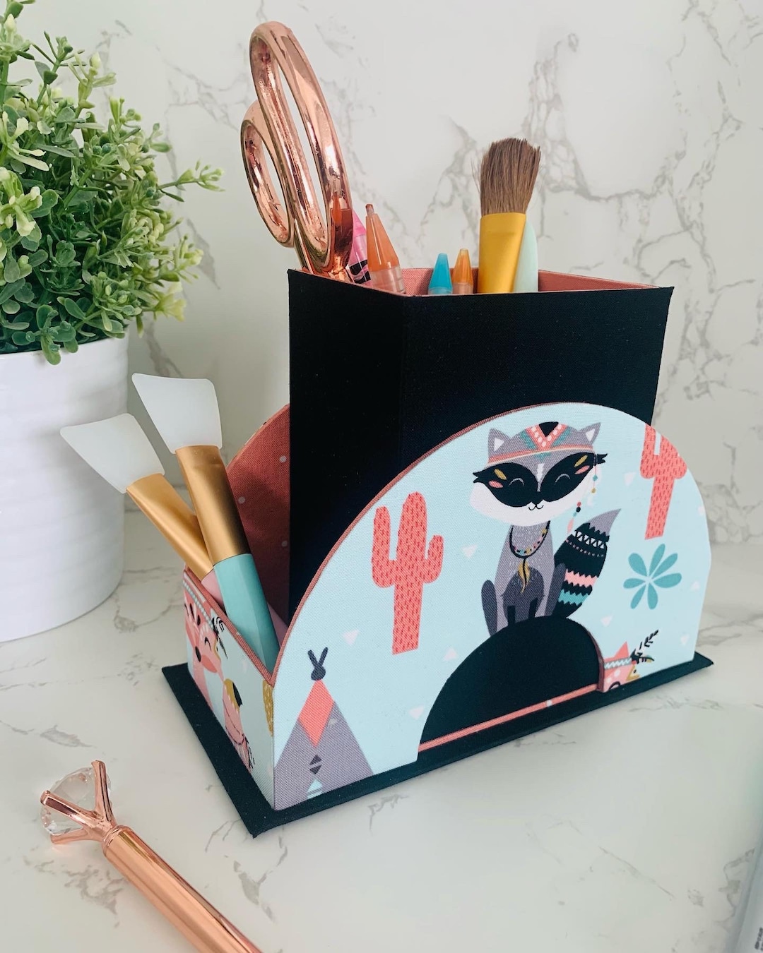 Desk Organizer, Desk Caddy, Desk Pad, Floral Decor, Desk Set, Floral ...