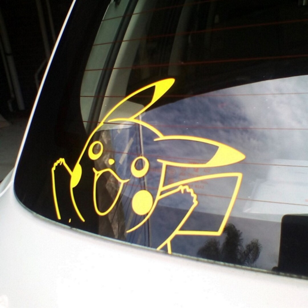 Pikachu Vinyl Decal Car Window Peeker Sticker A5 Size Yellow Decal ...