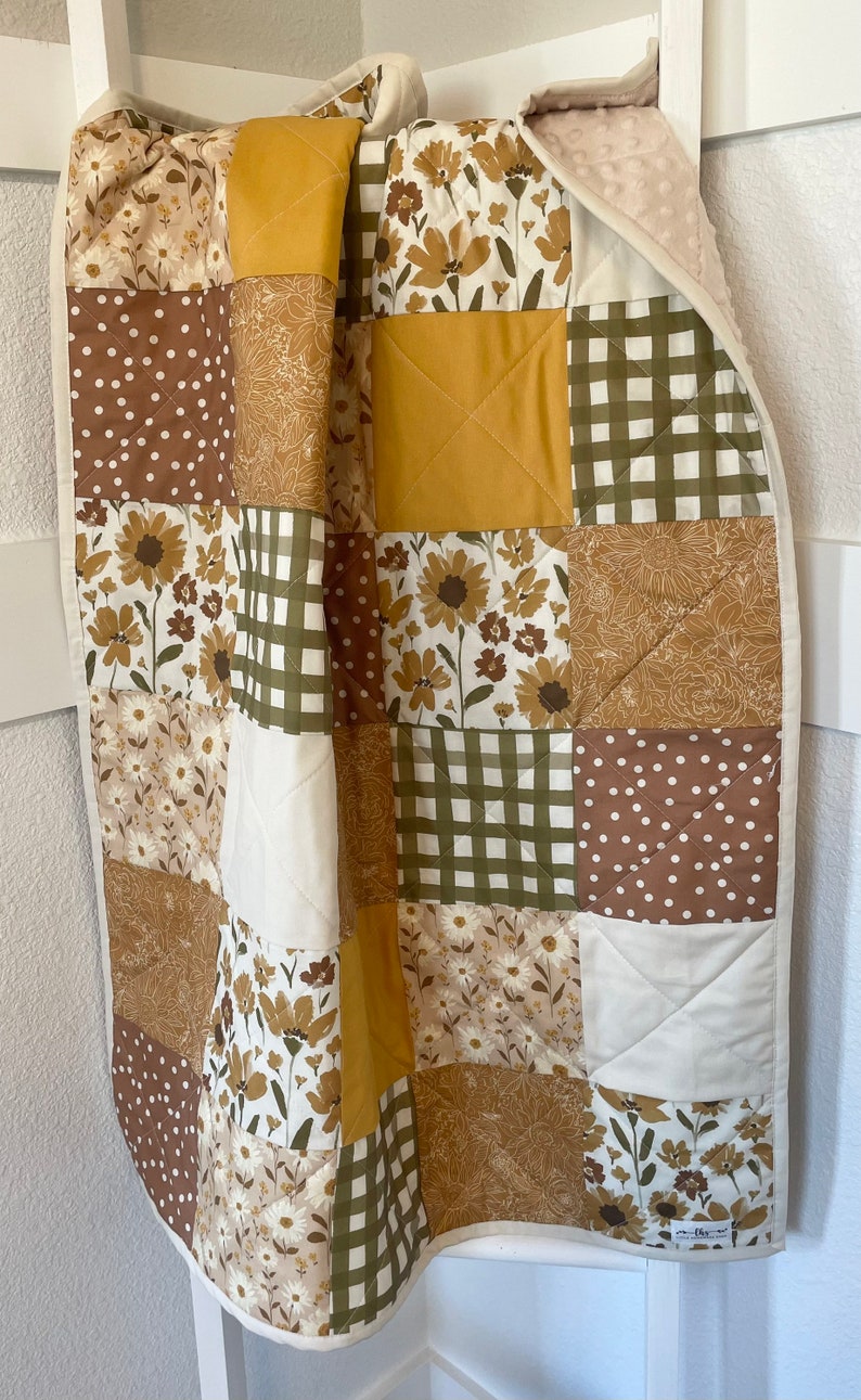 Handmade Floral Baby Crib Quilt: Boho Sunflower Girl Bedding - Etsy