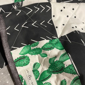Cactus Quilt / Baby Quilt / Baby Blanket / Black Gray and Green ...