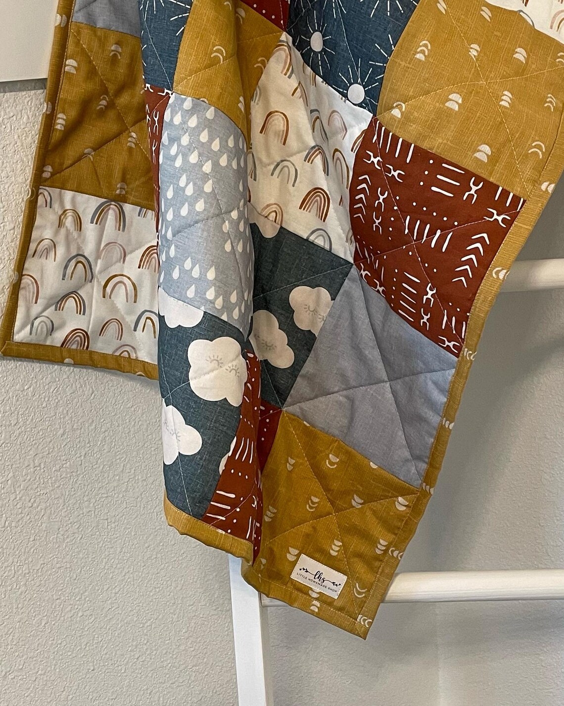 Rainbow Baby Quilt / General Neutral / Modern Baby Quilt / - Etsy