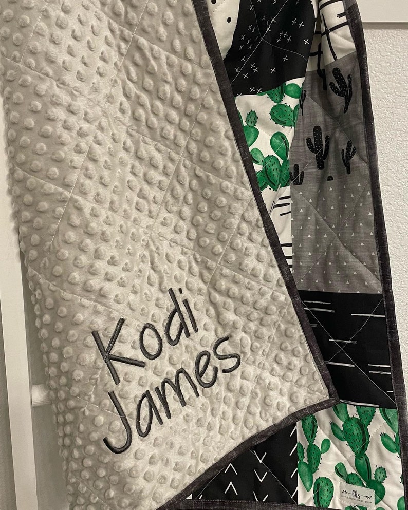 Cactus Quilt / Baby Quilt / Baby Blanket / Black Gray and - Etsy
