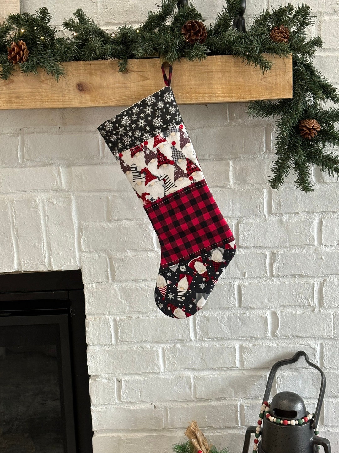 Quilted Christmas Stocking Modern Classic Farmhouse - Etsy