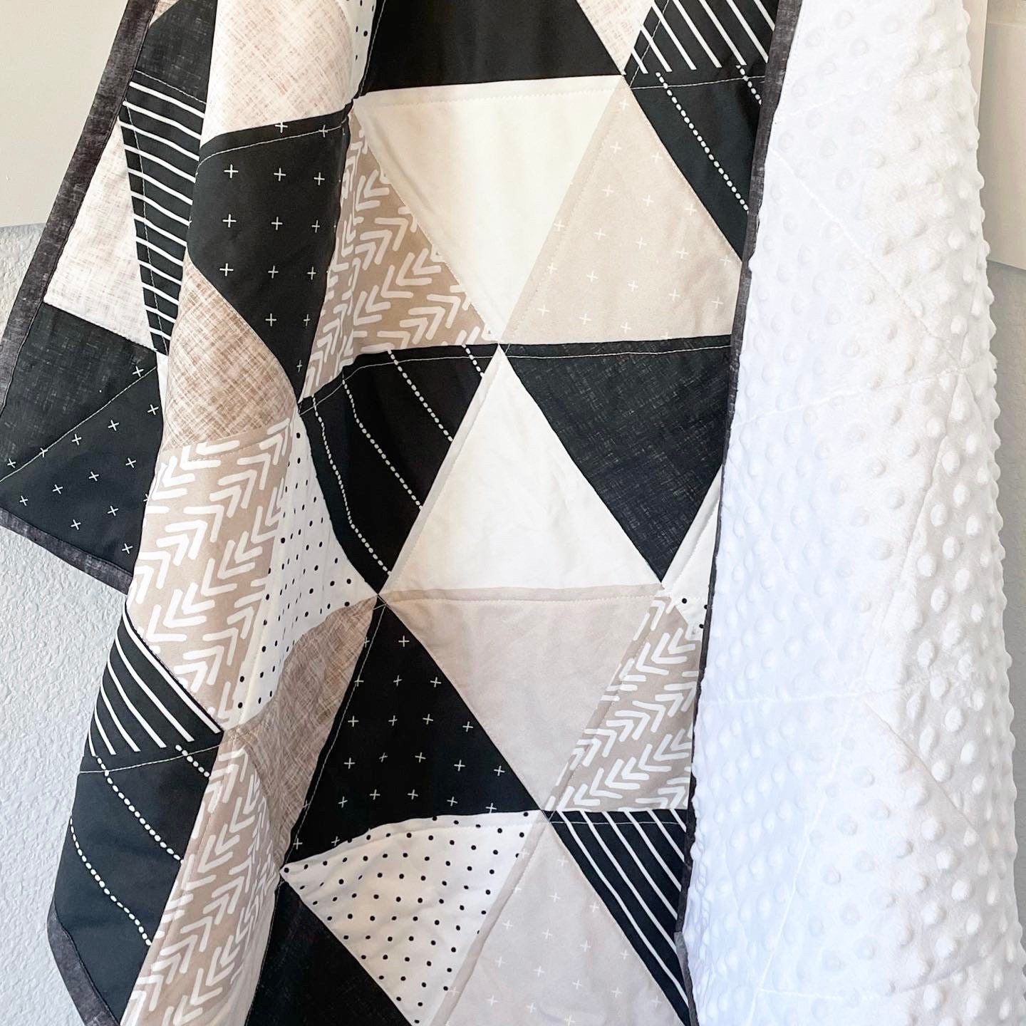 Simple and Bold Neutral Colored Crib Quilt/ Baby Bedding / Toddler ...