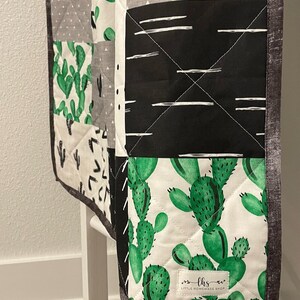 Cactus Quilt / Baby Quilt / Baby Blanket / Black Gray and Green ...