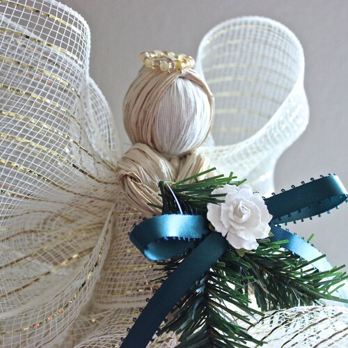 Christmas Tree Topper Raffia Angel Tree Topper Cream & - Etsy