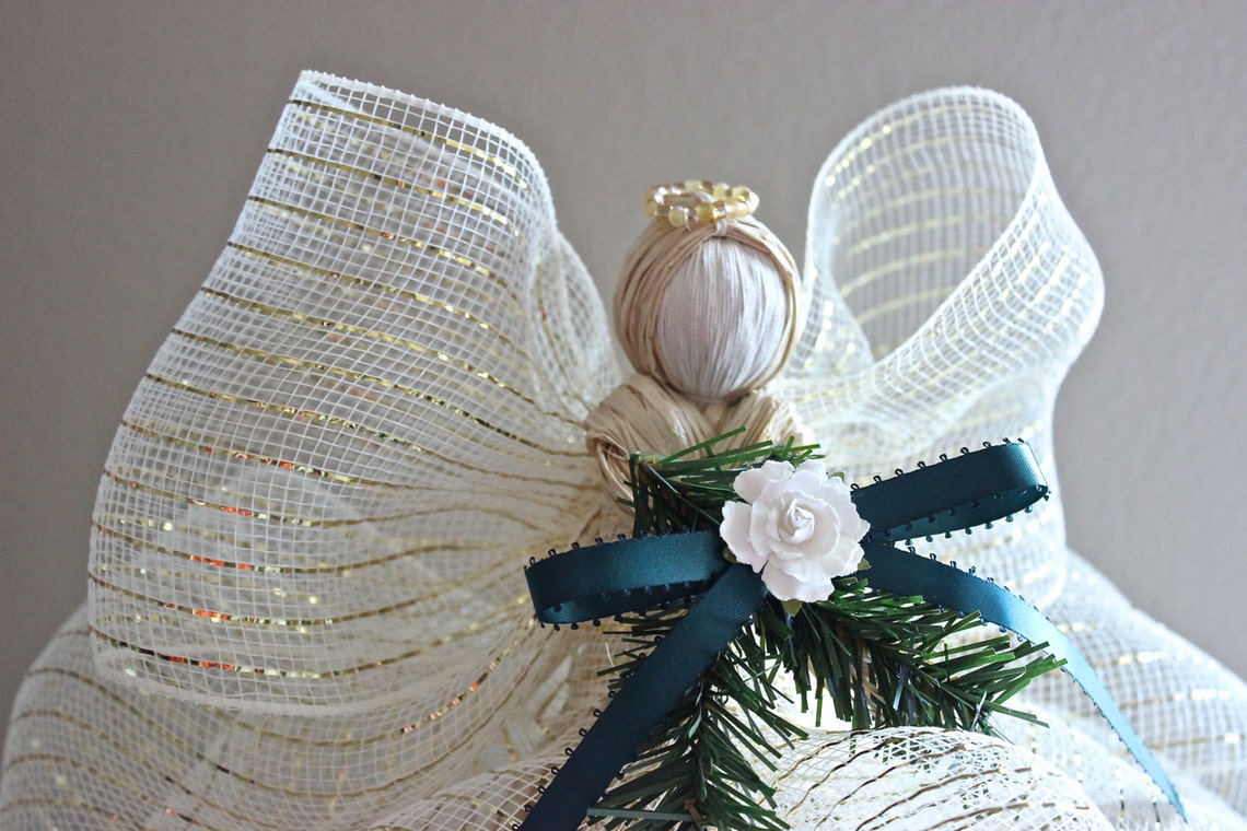 Christmas Tree Topper Raffia Angel Tree Topper Cream & - Etsy